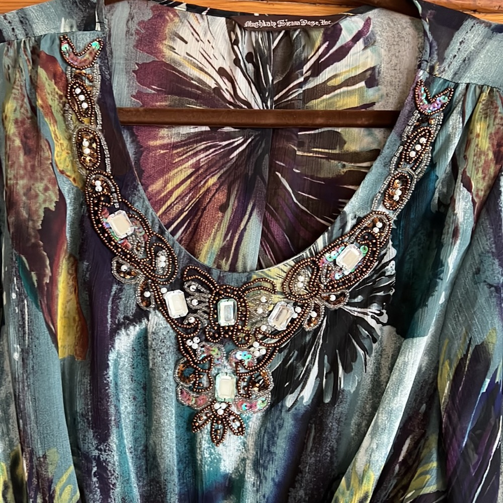 Beautiful Sheer Embellished Tunic - Gem